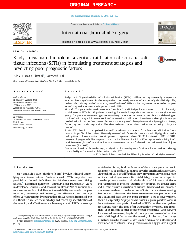(PDF) Study to evaluate the role of severity stratification of skin and ...