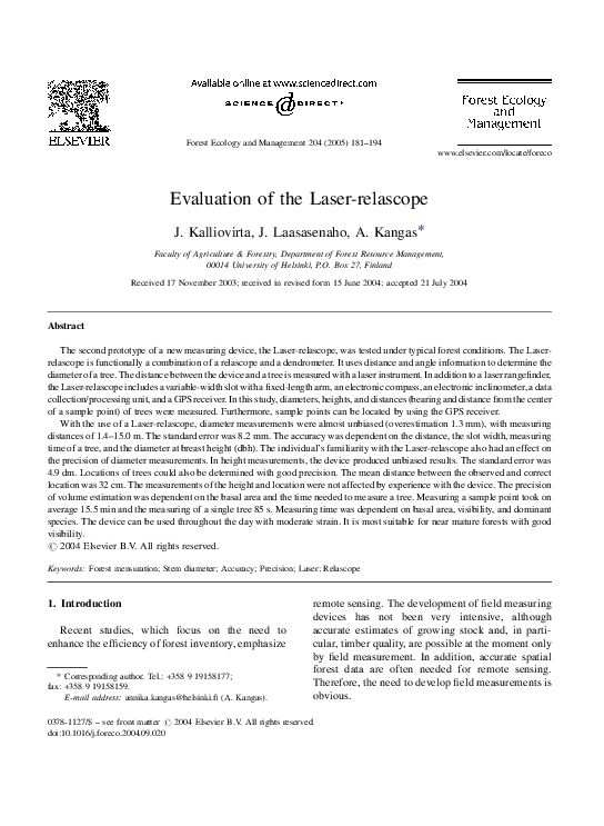 (PDF) Evaluation of the Laser-relascope