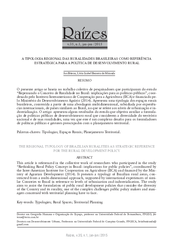 (PDF) A TIPOLOGIA REGIONAL DAS RURALIDADES BRASILEIRAS COMO REFERÊNCIA ...