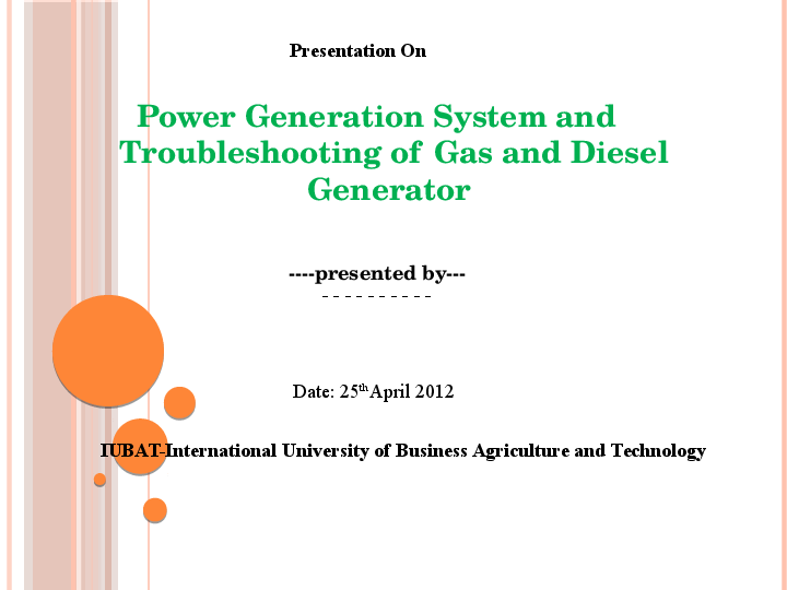 (PPT) Power Generation System and Troubleshooting of Gas and Diesel ...