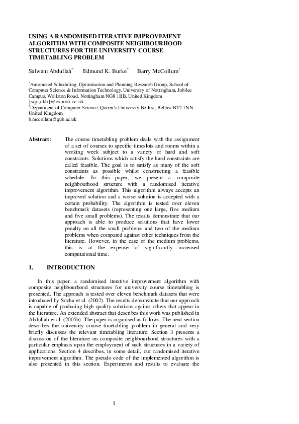 Pdf Using A Randomised Iterative Improvement Algorithm With Composite