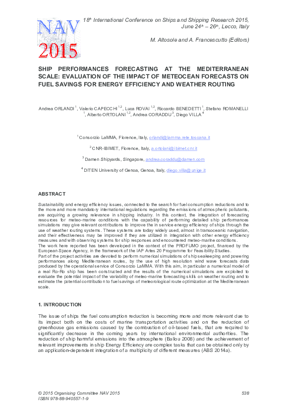(PDF) Ship Performances Forecasting at the Mediterranean Scale ...