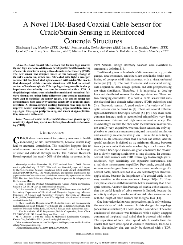 (PDF) A Novel TDR-Based Coaxial Cable Sensor for Crack/Strain Sensing ...