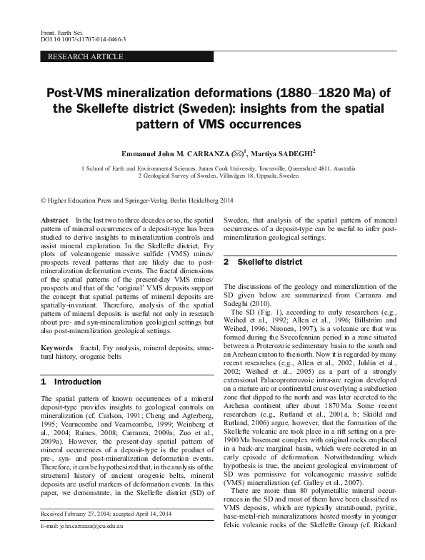 (PDF) Post-VMS mineralization deformations (1880–1820 Ma) of the ...