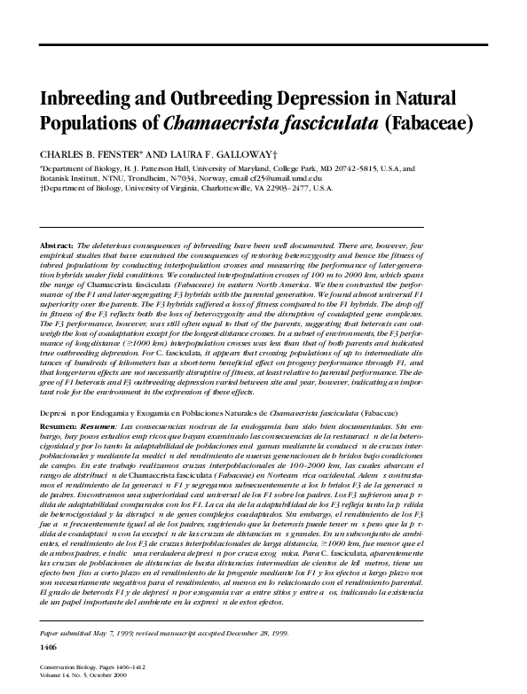 (PDF) Inbreeding and Outbreeding Depression in Natural Populations of ...