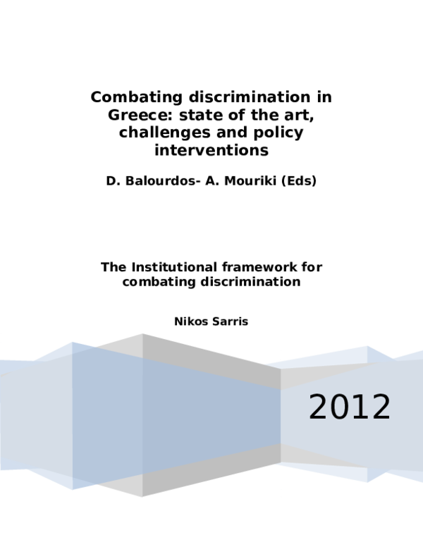 (DOC) The Institutional framework for combating discrimination