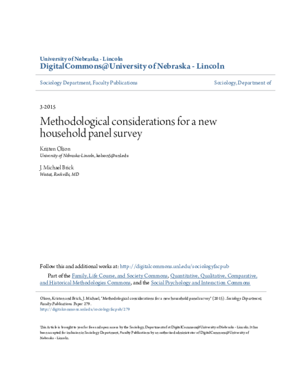 (PDF) Methodological considerations for a new household panel survey ...