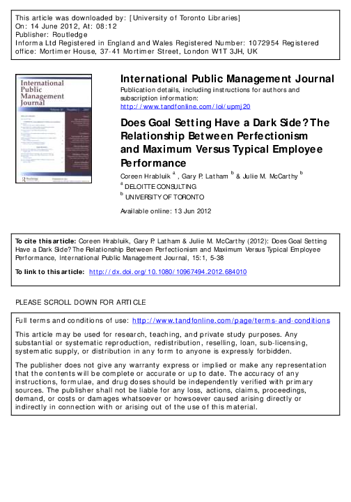 (PDF) Does Goal Setting Have a Dark Side? The Relationship Between ...