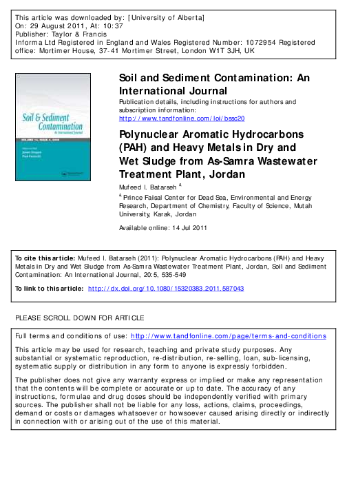 (PDF) Polynuclear Aromatic Hydrocarbons (PAH) and Heavy Metals in Dry and Wet Sludge from As ...