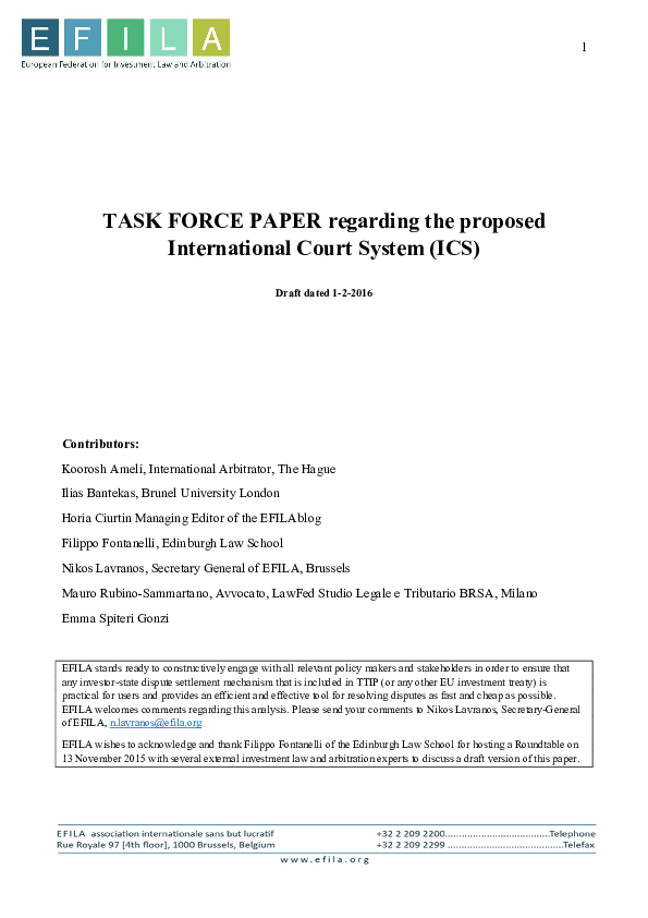 (PDF) EFILA TASK FORCE PAPER regarding the proposed International Court ...