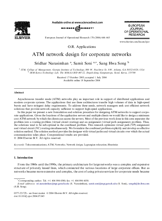 (PDF) ATM network design for corporate networks