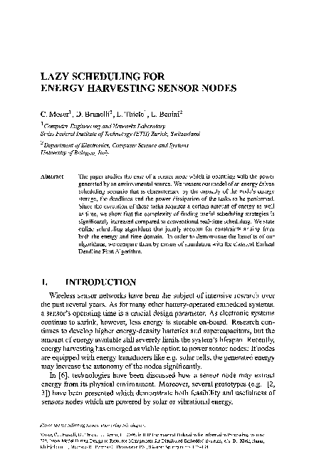 (PDF) Lazy Scheduling for Energy Harvesting Sensor Nodes