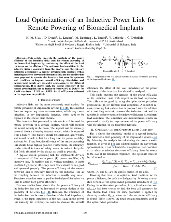 (PDF) Load optimization of an inductive power link for remote powering of biomedical implants