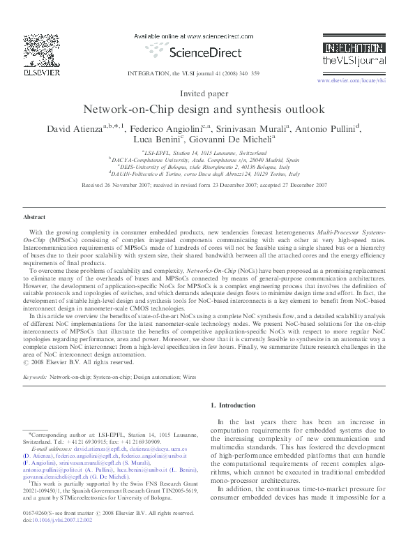 (PDF) Network-on-Chip design and synthesis outlook