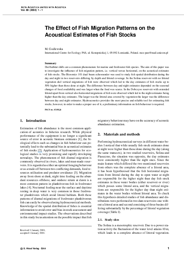 (PDF) The Effect of Fish Migration Patterns on the Acoustical Estimates ...