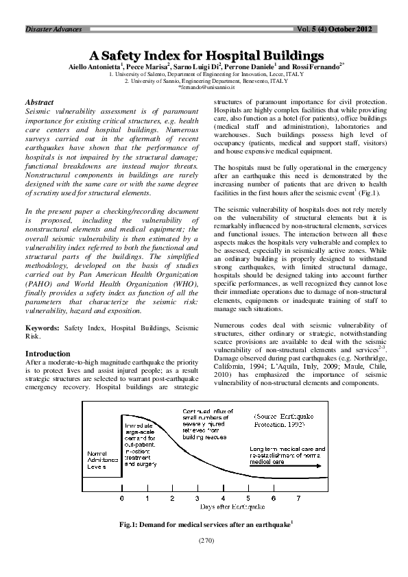 (PDF) A safety index for hospital buildings