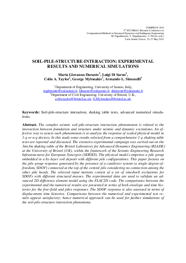 (PDF) Soil-Pile-Structure-Interaction: Experimental Results and Numerical Simulations