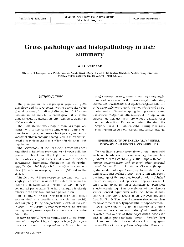 (PDF) Gross pathology and histopathology in fish: summary