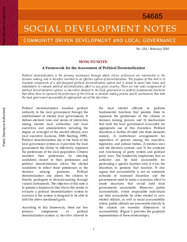 (PDF) How-to note : a framework for the assessment of political ...