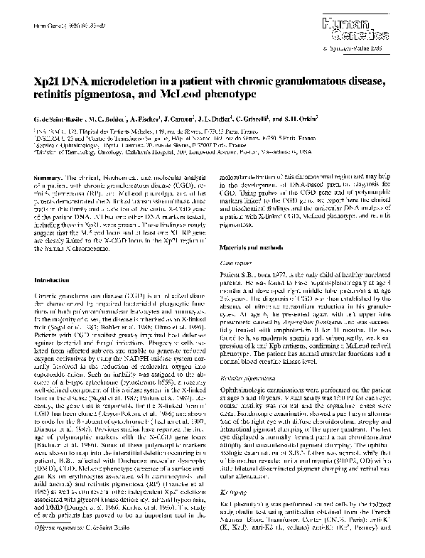 (PDF) Xp21 DNA microdeletion in a patient with chronic granulomatous ...