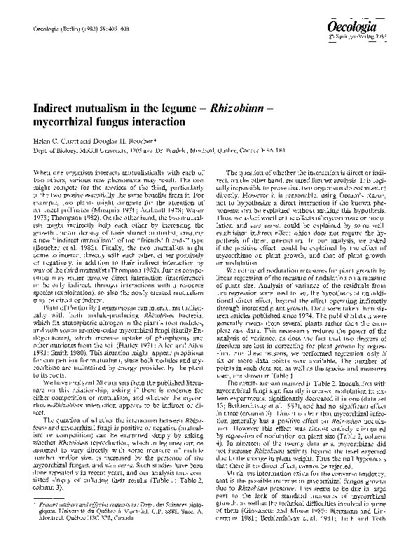 (PDF) Indirect mutualism in the legume ? Rhizobium ? mycorrhizal fungus ...