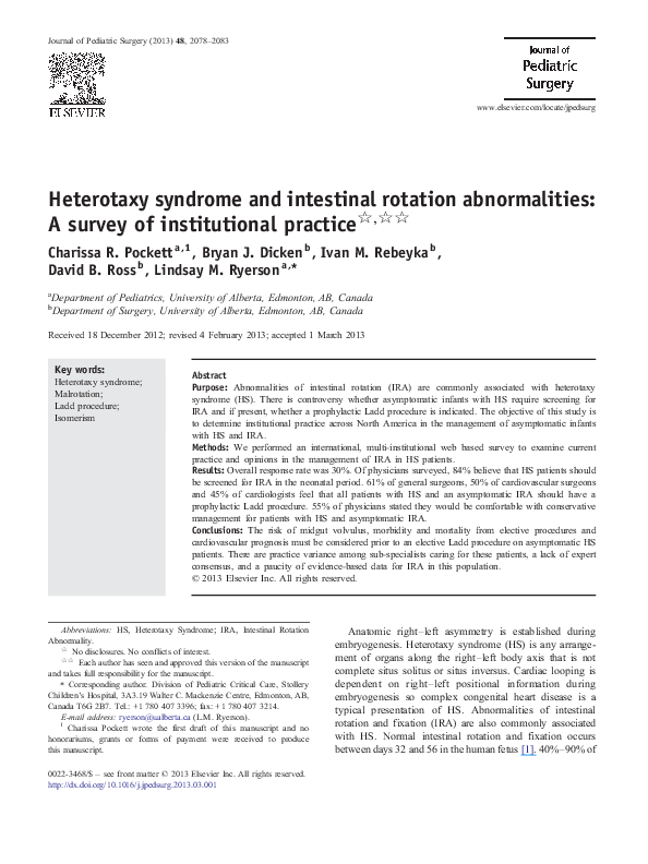 (PDF) Heterotaxy syndrome and intestinal rotation abnormalities: A ...