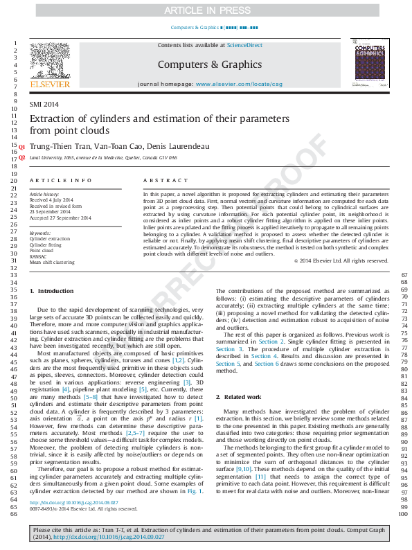 (PDF) Extraction of cylinders and estimation of their parameters from point clouds