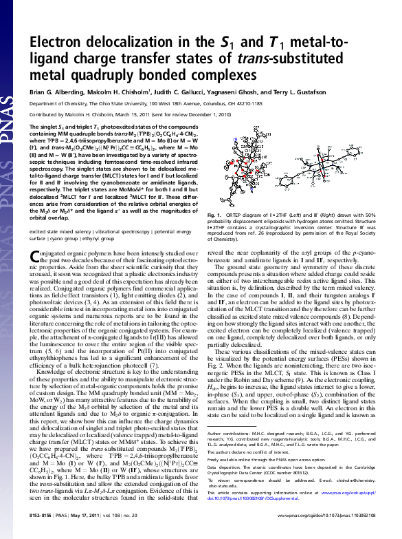 (PDF) Electron delocalization in the S1 and T1 metal-to-ligand charge ...