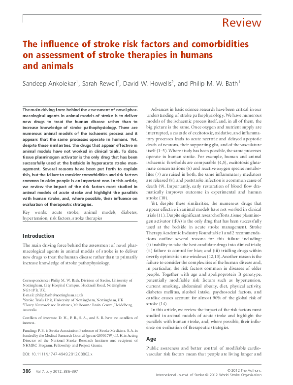 (PDF) The influence of stroke risk factors and comorbidities on ...