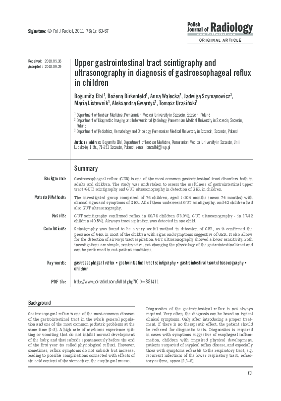 (PDF) Upper gastrointestinal tract scintigraphy and ultrasonography in ...