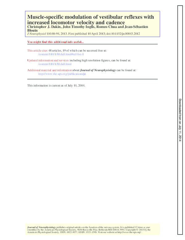 (PDF) Muscle-specific modulation of vestibular reflexes with increased ...