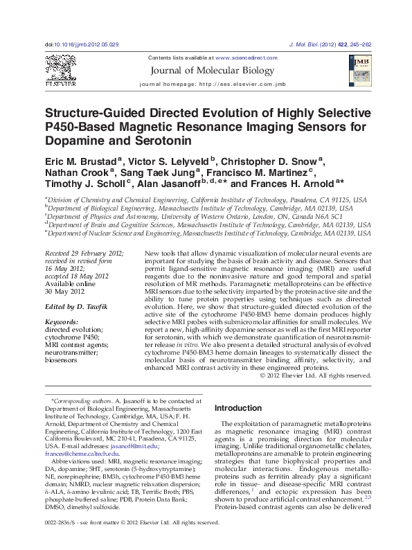 (PDF) Structure-Guided Directed Evolution of Highly Selective P450-Based Magnetic Resonance ...