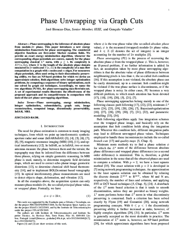 (PDF) Phase Unwrapping via Graph Cuts