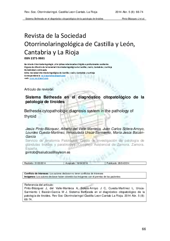 (PDF) Sistema Bethesda en el diagnóstico citopatológico de la patología ...