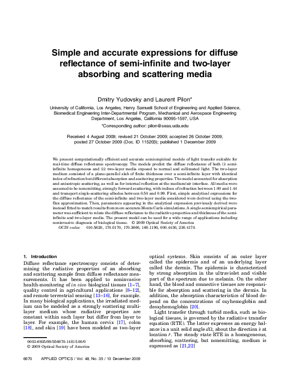 (PDF) Simple and accurate expressions for diffuse reflectance of semi ...