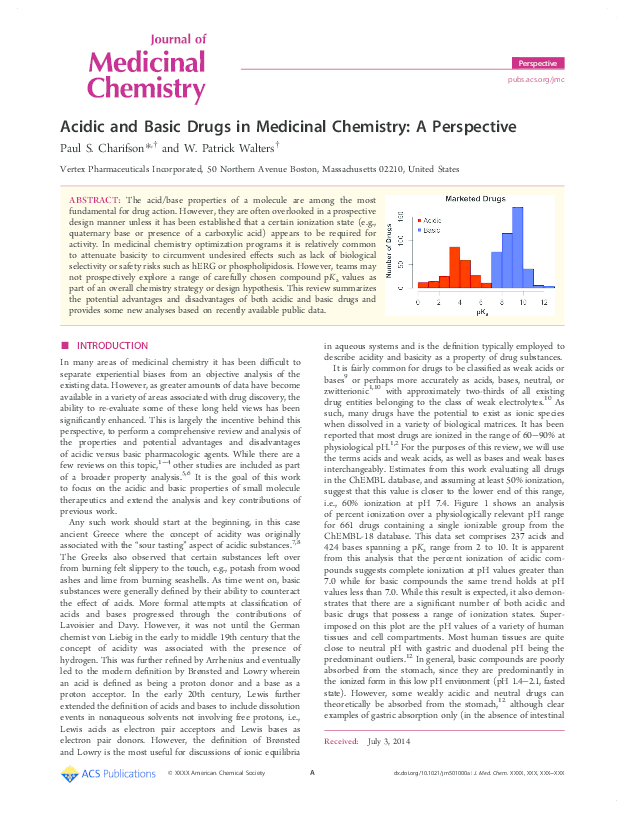 (PDF) Acidic and basic drugs in medicinal chemistry: a perspective