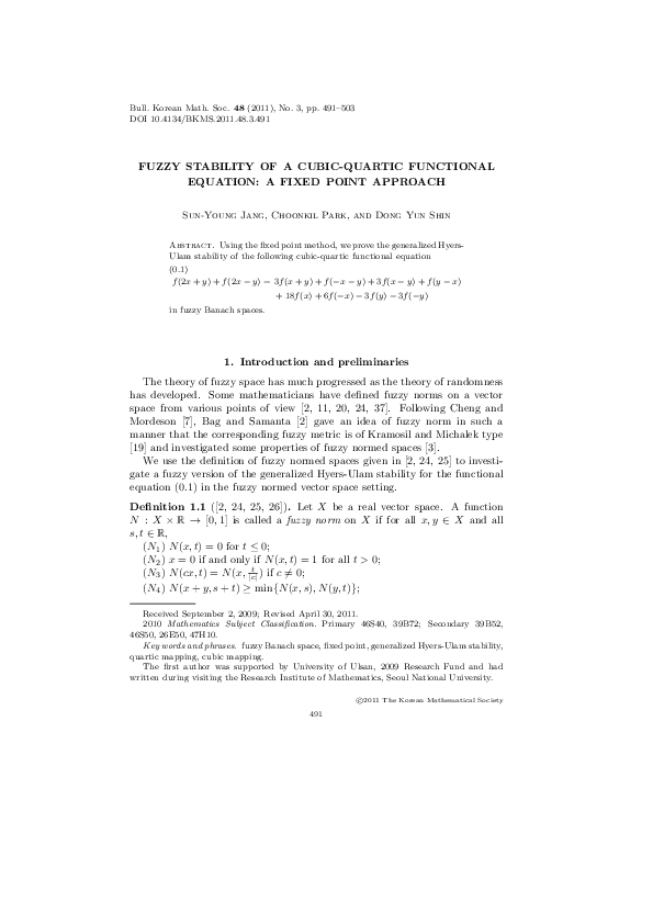 (PDF) Fuzzy stability of an additive-quartic functional equation: A fixed point approach ...