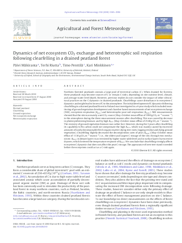 (PDF) Dynamics of net ecosystem CO2 exchange and heterotrophic soil respiration following ...