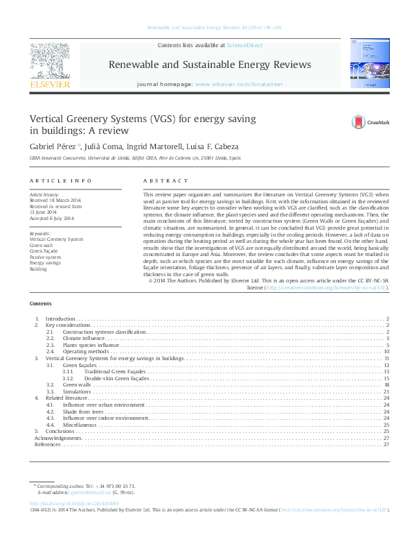 (PDF) Vertical Greenery Systems (VGS) for energy saving in buildings: A ...