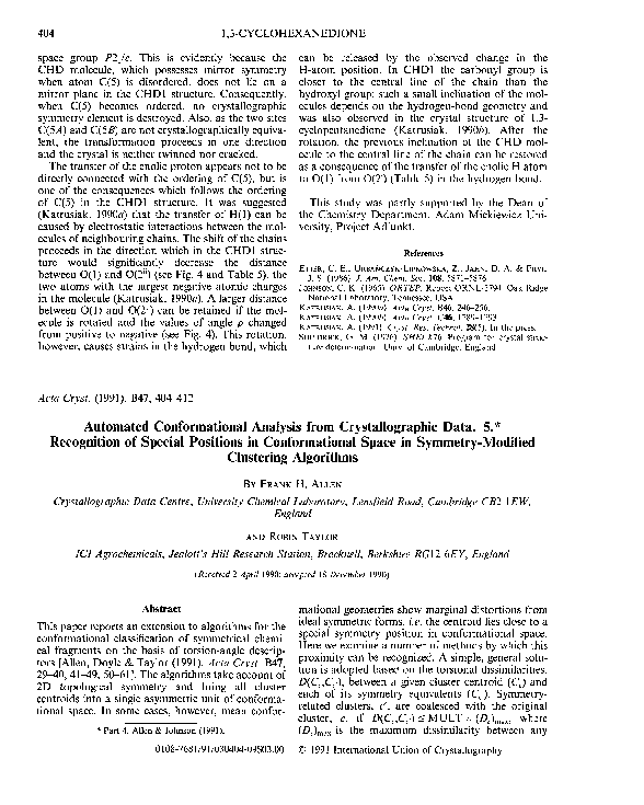 (PDF) Automated conformational analysis from crystallographic data. 5. Recognition of special ...