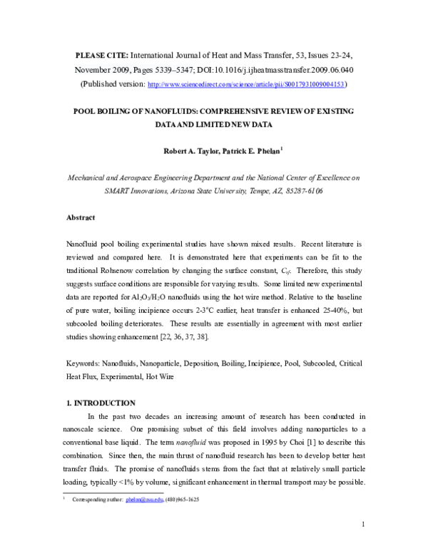 Pdf Pool Boiling Of Nanofluids Comprehensive Review Of Existing Data