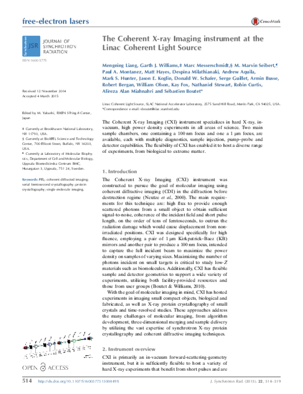 (PDF) The Coherent X-ray Imaging instrument at the Linac Coherent Light ...