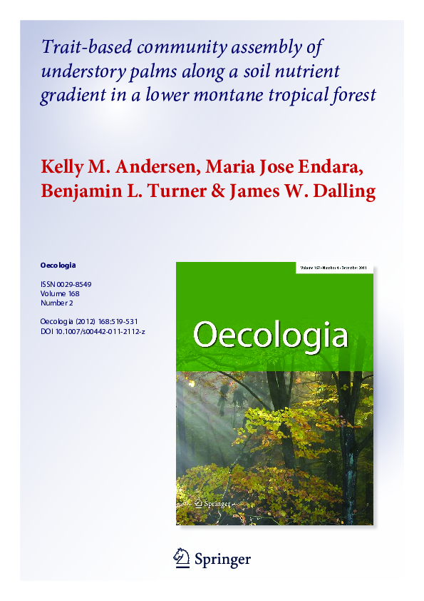 (PDF) Trait-based community assembly of understory palms along a soil ...
