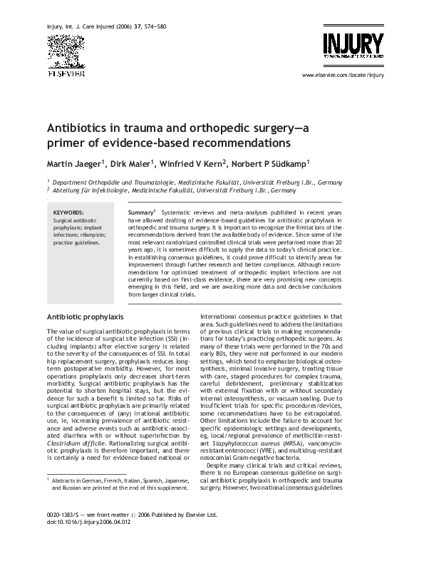 (PDF) Antibiotics in trauma and orthopedic surgery—a primer of evidence ...