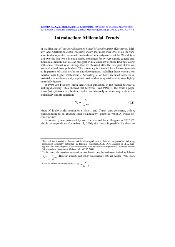 (PDF) Introduction to social macrodynamics. Secular cycles and ...