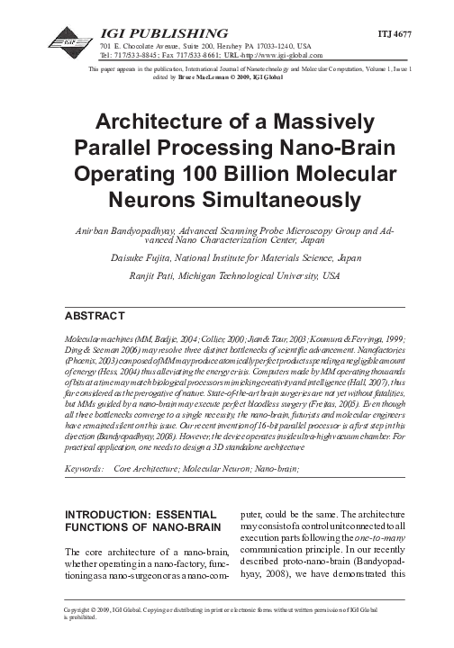 (PDF) Architecture of a Massively Parallel Processing Nano-Brain Operating 100 Billion Molecular ...