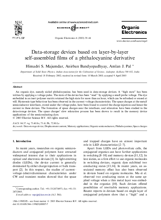 (PDF) Data-storage devices based on layer-by-layer self-assembled films of a phthalocyanine ...