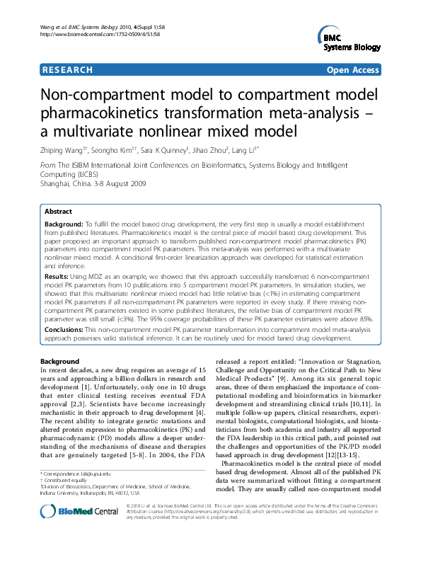 (PDF) Non-compartment model to compartment model pharmacokinetics ...