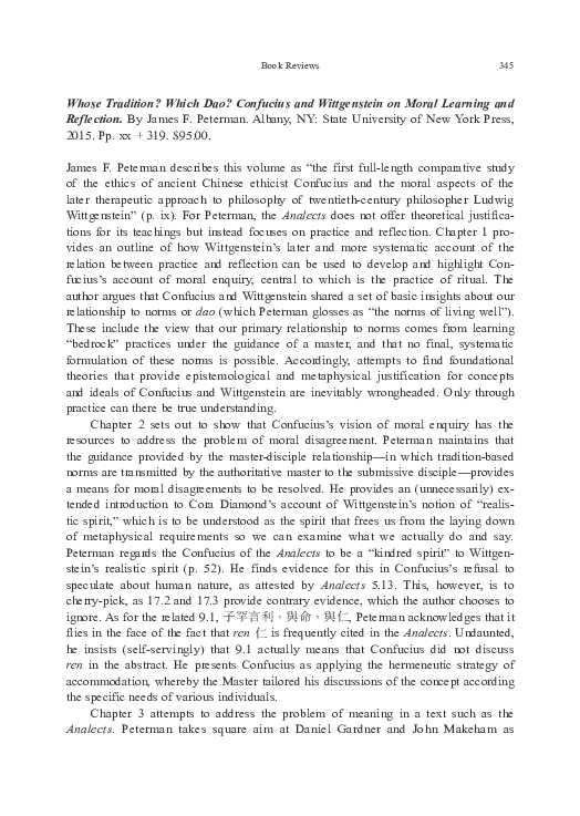 (PDF) Review of James F Peterman, Whose Tradition? Which Dao? Confucius ...