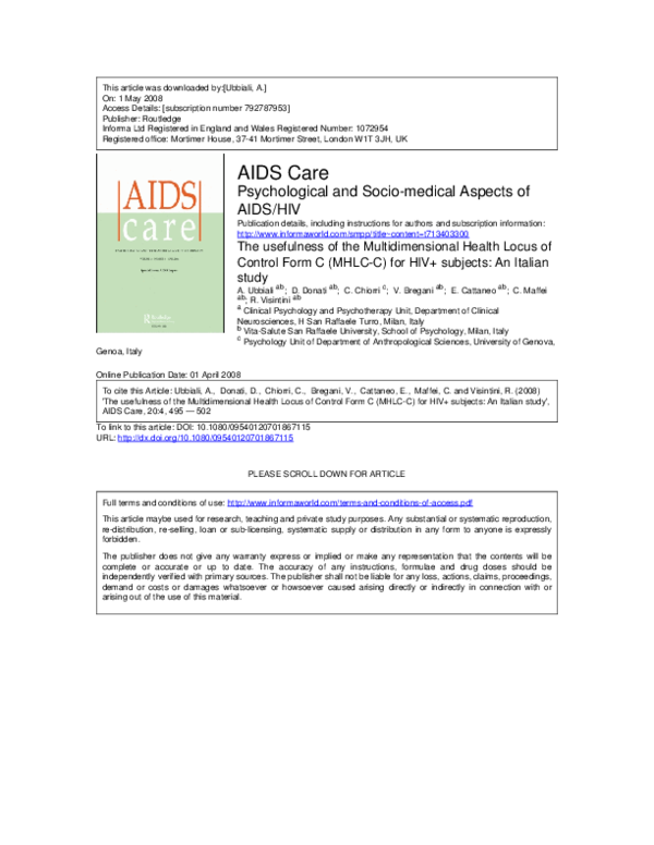 (PDF) The usefulness of the Multidimensional Health Locus of Control ...